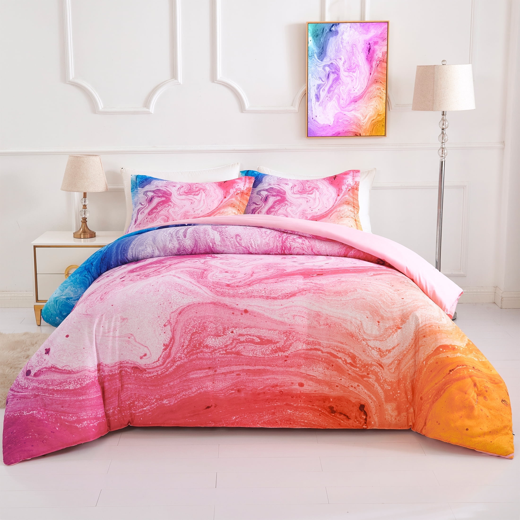 "Koniroom Gradient Abstract Marble Comforter Set, Reversible Twin ...