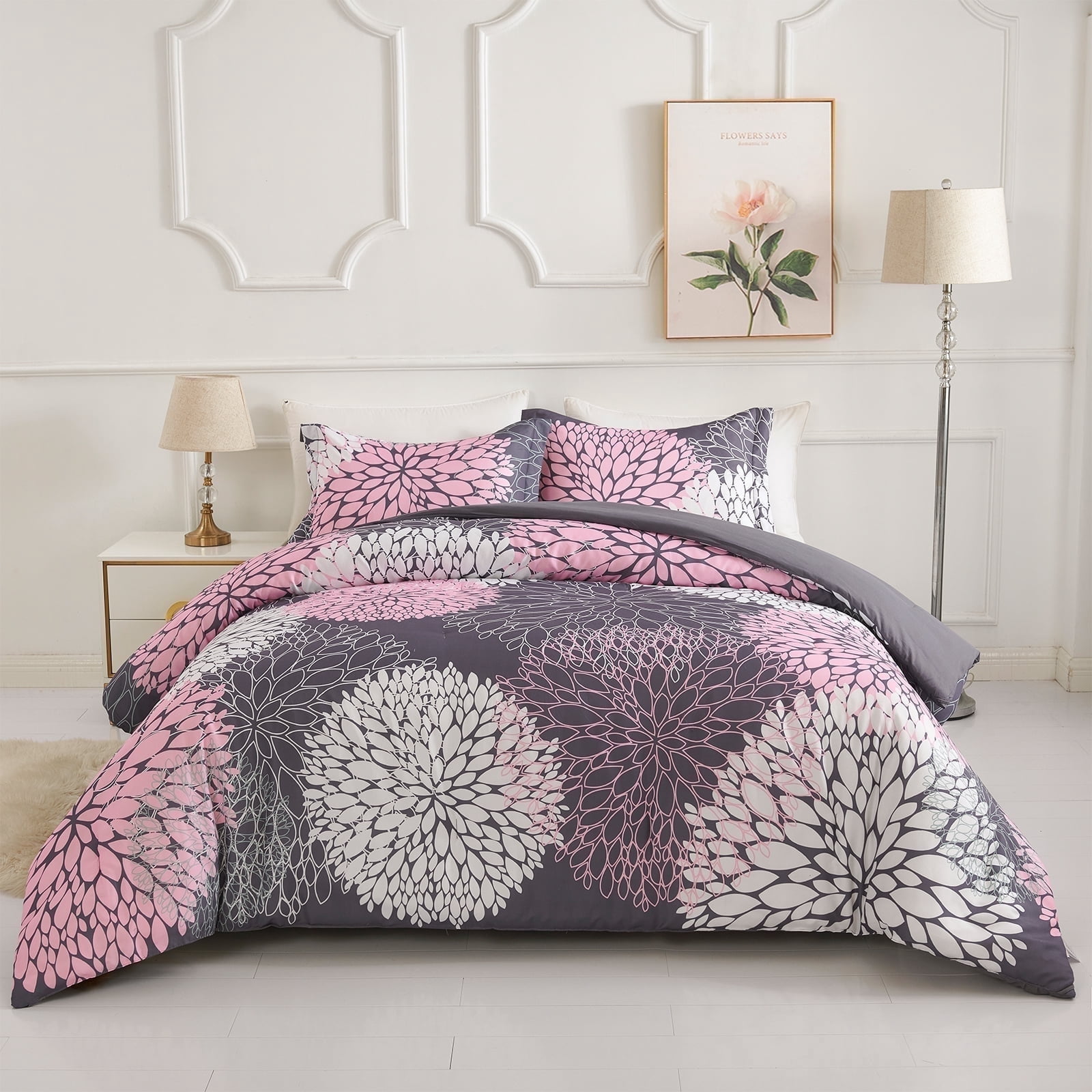 Pink And Grey Comforter Sets