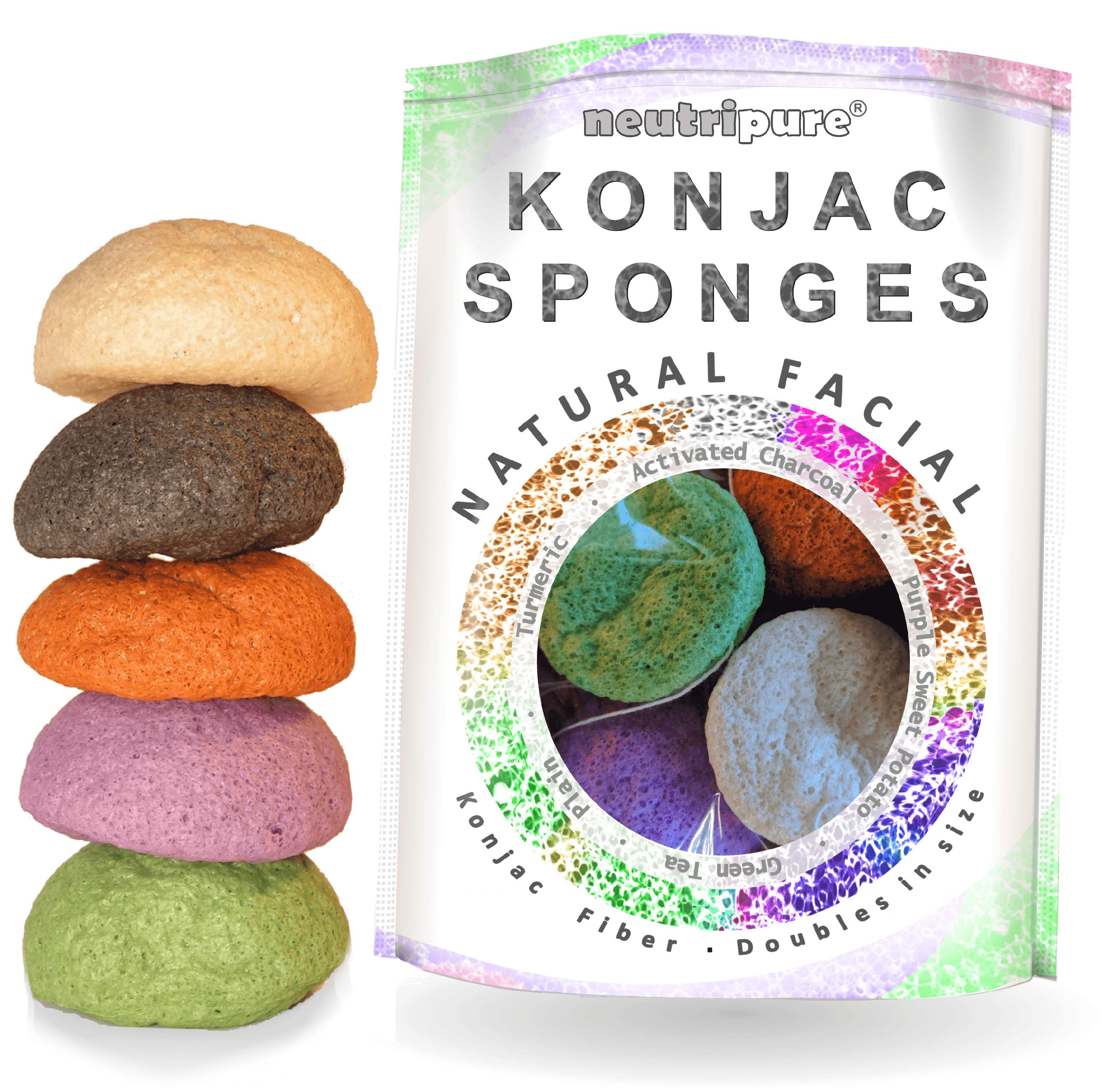 Konjac Sponge Set: Organic Skincare Facial for Natural Exfoliating and ...