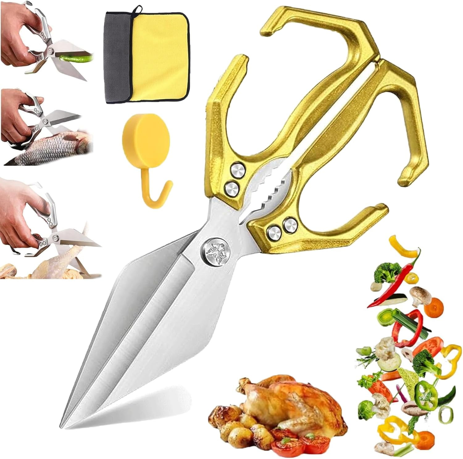 Konluka Kitchen Scissors, Konluka Multifunctional Heavy-Duty Kitchen ...