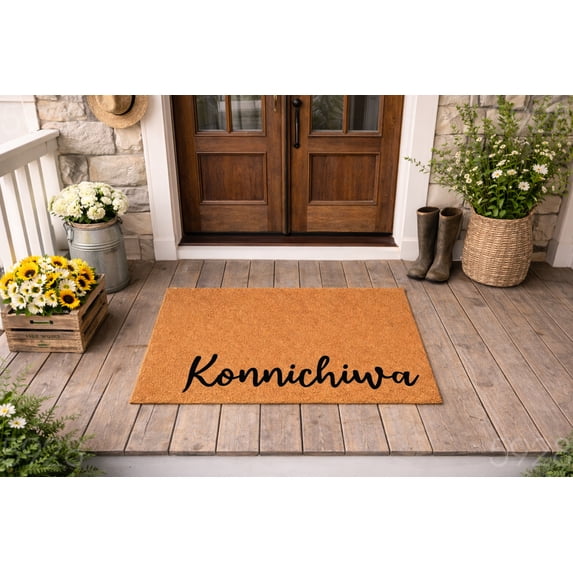 Konnichiwa Doormat, Welcome Entryway Door Mat, Indoor Outdoor Doormat ...