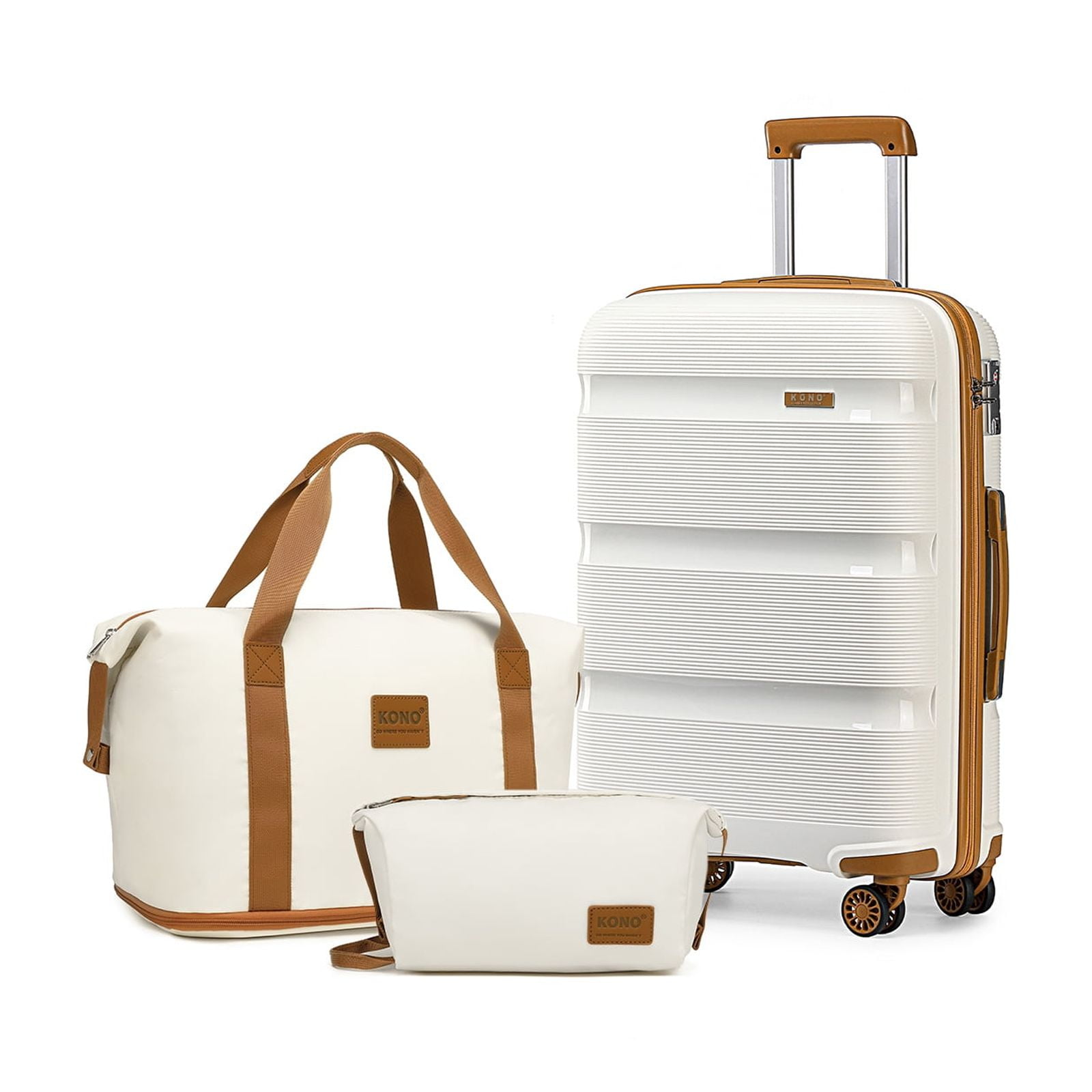Kono 3pcs Luggage Set with Weekend Bag and Toiletry Bag, 20" Hardside ...