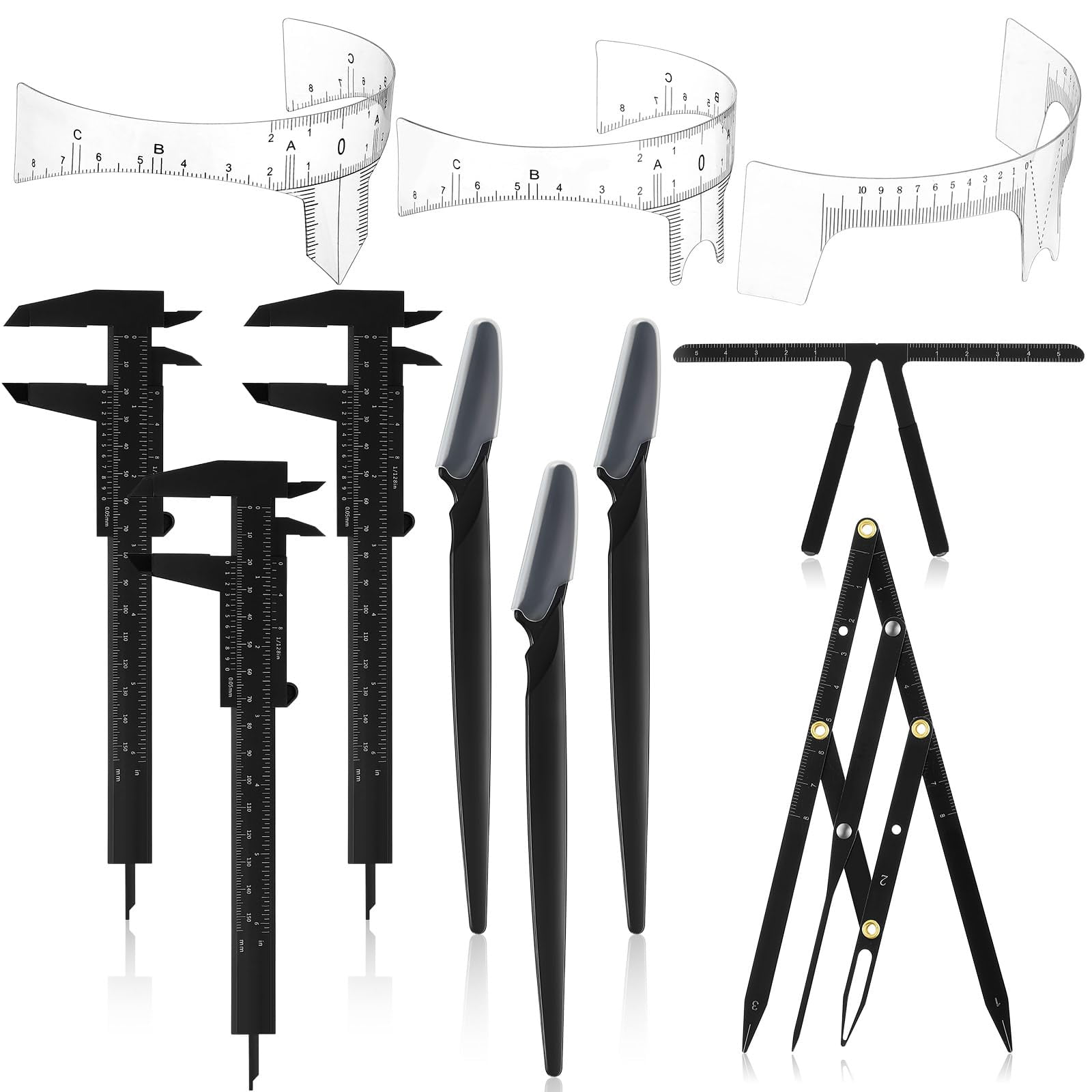 Konohan 11 Pcs Eyebrow DHF10 Mapping Kit Eyebrow Shaping Tools Eye Brow ...