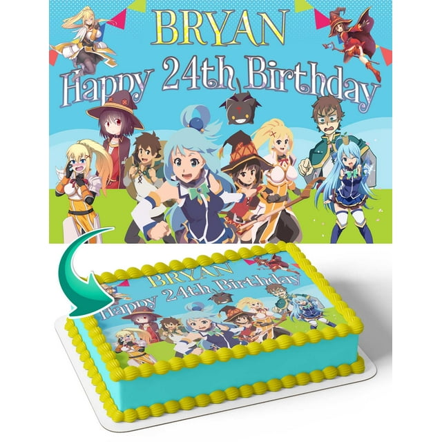Konosuba Edible Image Cake Topper Personalized Birthday Sheet Decal ...