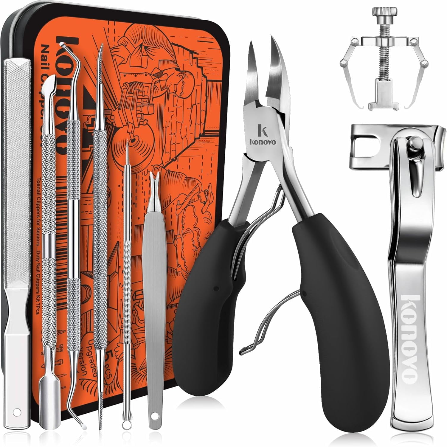 Konovo Ingrown Toenail Tool Kit 9 Pcs, Toe Nail Clippers for Adult and ...