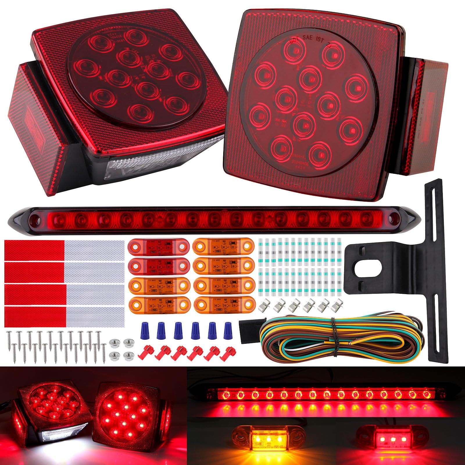 Konrali 12V Submersible LED Trailer Tail Light Kit, LED Trailer Tail ...