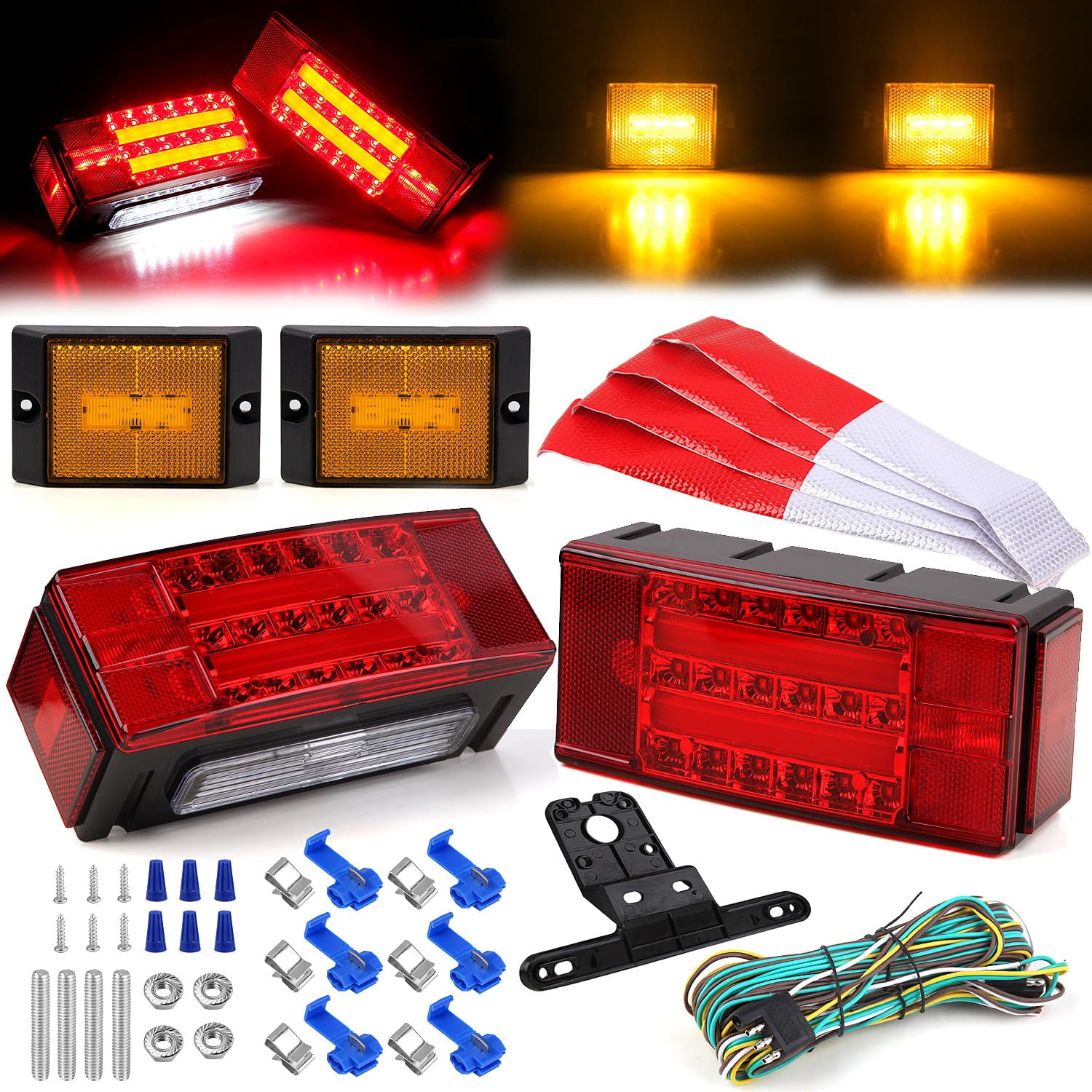Konrali Submersible LED Trailer Tail Lights Kit Halo Boat Trailer ...