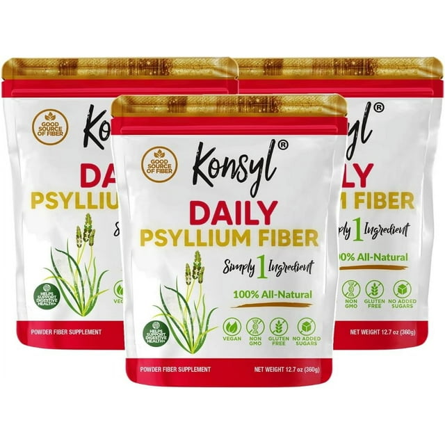 Konsyl Daily Psyllium Fiber, 3 Pack, 360g Gusset Bag, Gluten Free, Non ...
