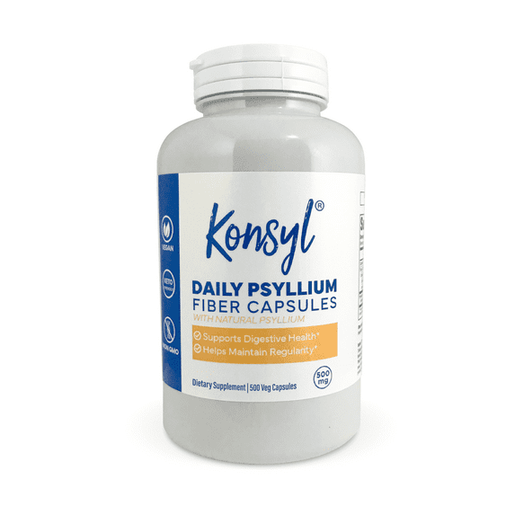 Konsyl Daily Psyllium Fiber Capsules, 500 Ct, Digestive Health Support ...