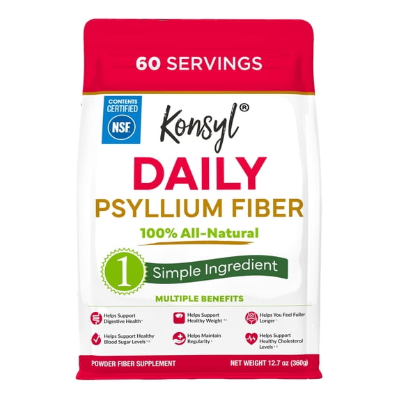 Konsyl Daily Psyllium Fiber Supplement, All Natural, Gluten-Free ...