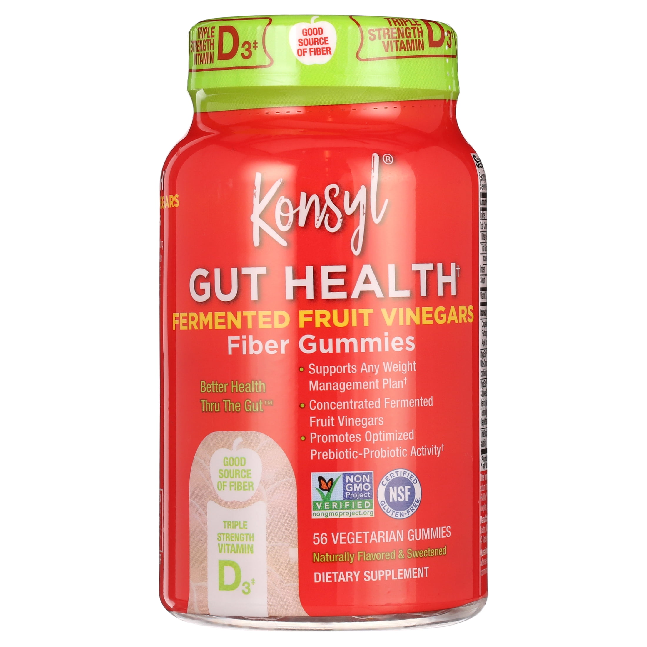 Konsyl Gut Health Fiber Gummies, Fermented Fruit Vinegars, Digestion ...