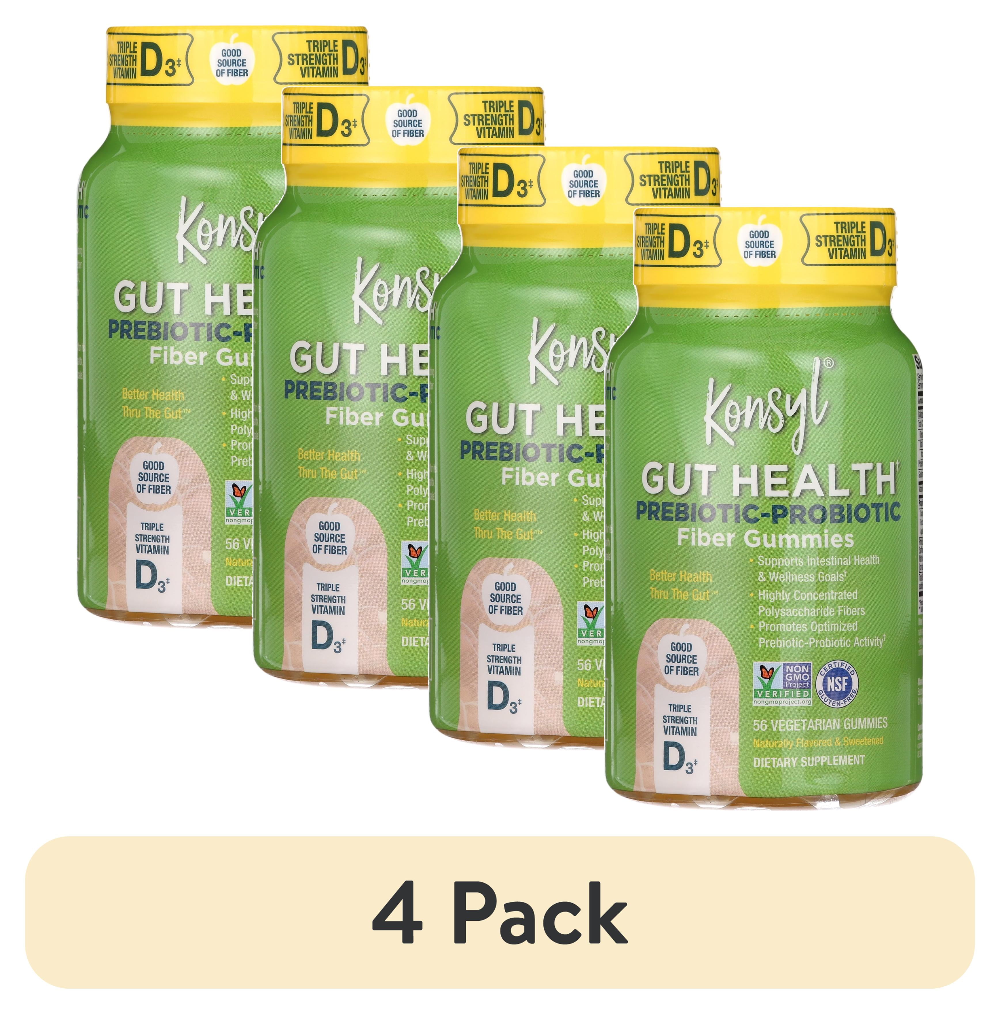 (4 pack) Konsyl Gut Health Prebiotic-Probiotic Fiber Gummies, Dietary ...