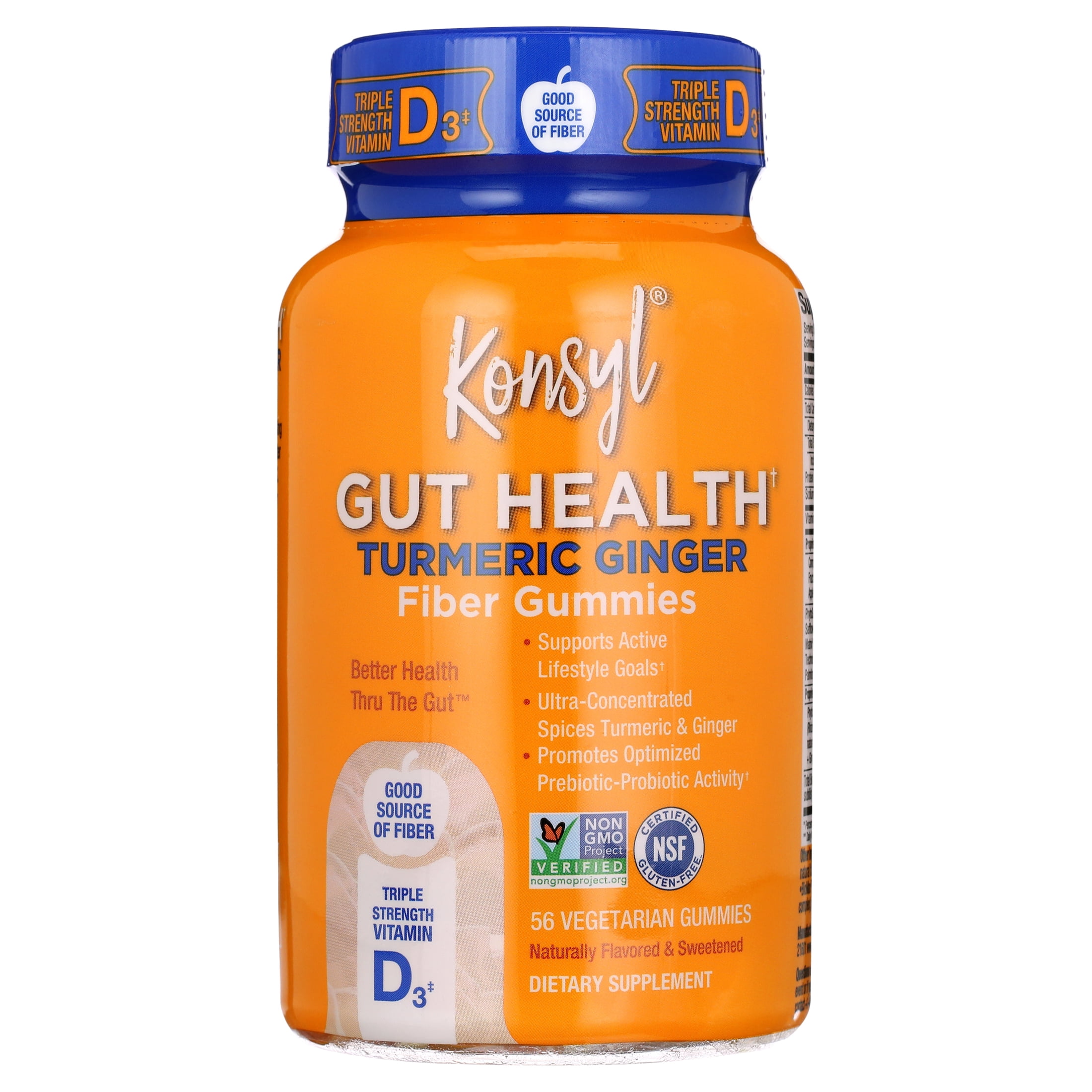 Konsyl Gut Health, Turmeric Ginger, Fiber Gummies, Dietary Supplement ...
