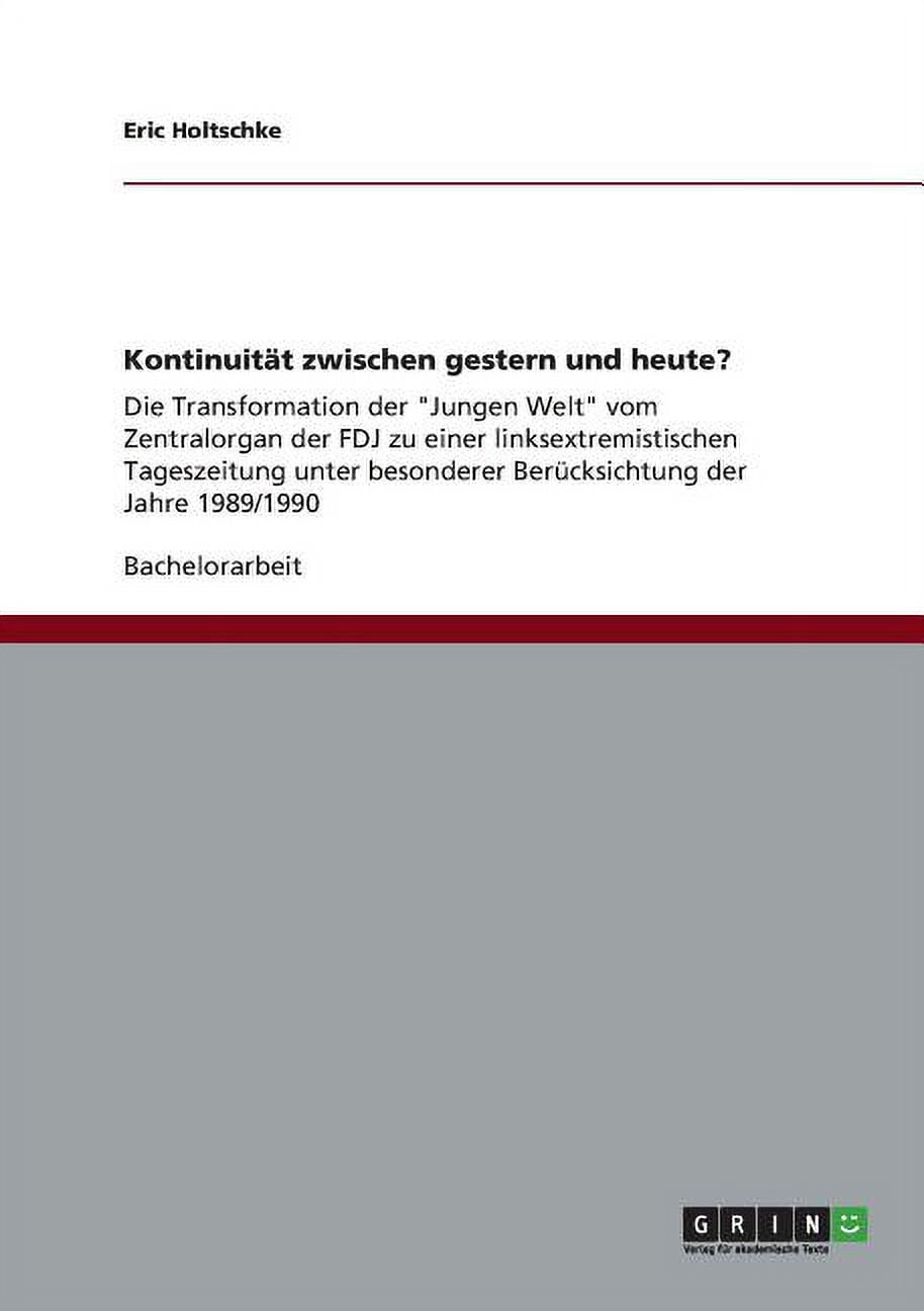Kontinuität zwischen gestern und heute?: Die Transformation der "Jungen ...