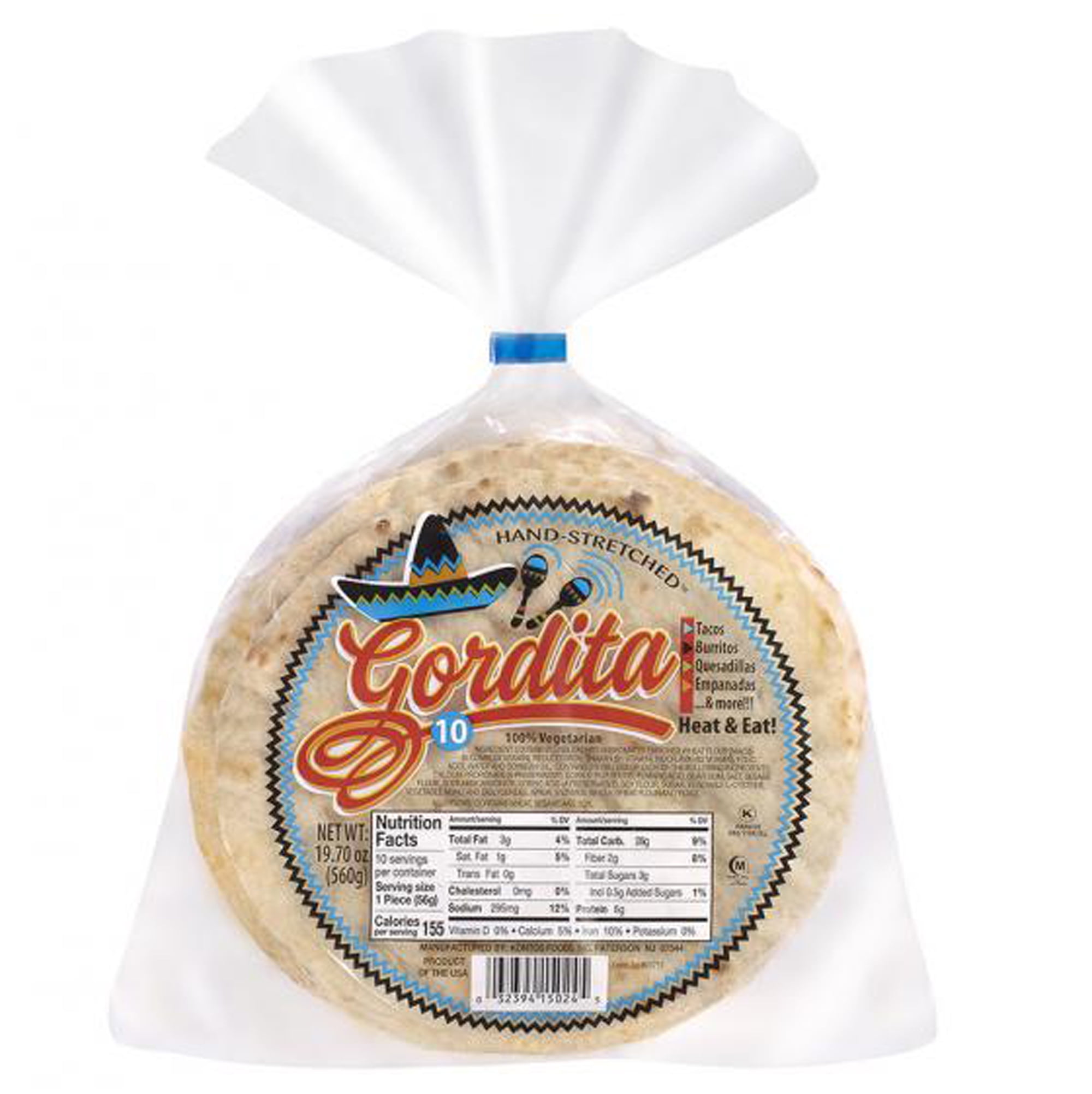 Kontos, Gordita Flatbread, 19.20oz, 10ct, Shelf Stable, Plastic Bag ...