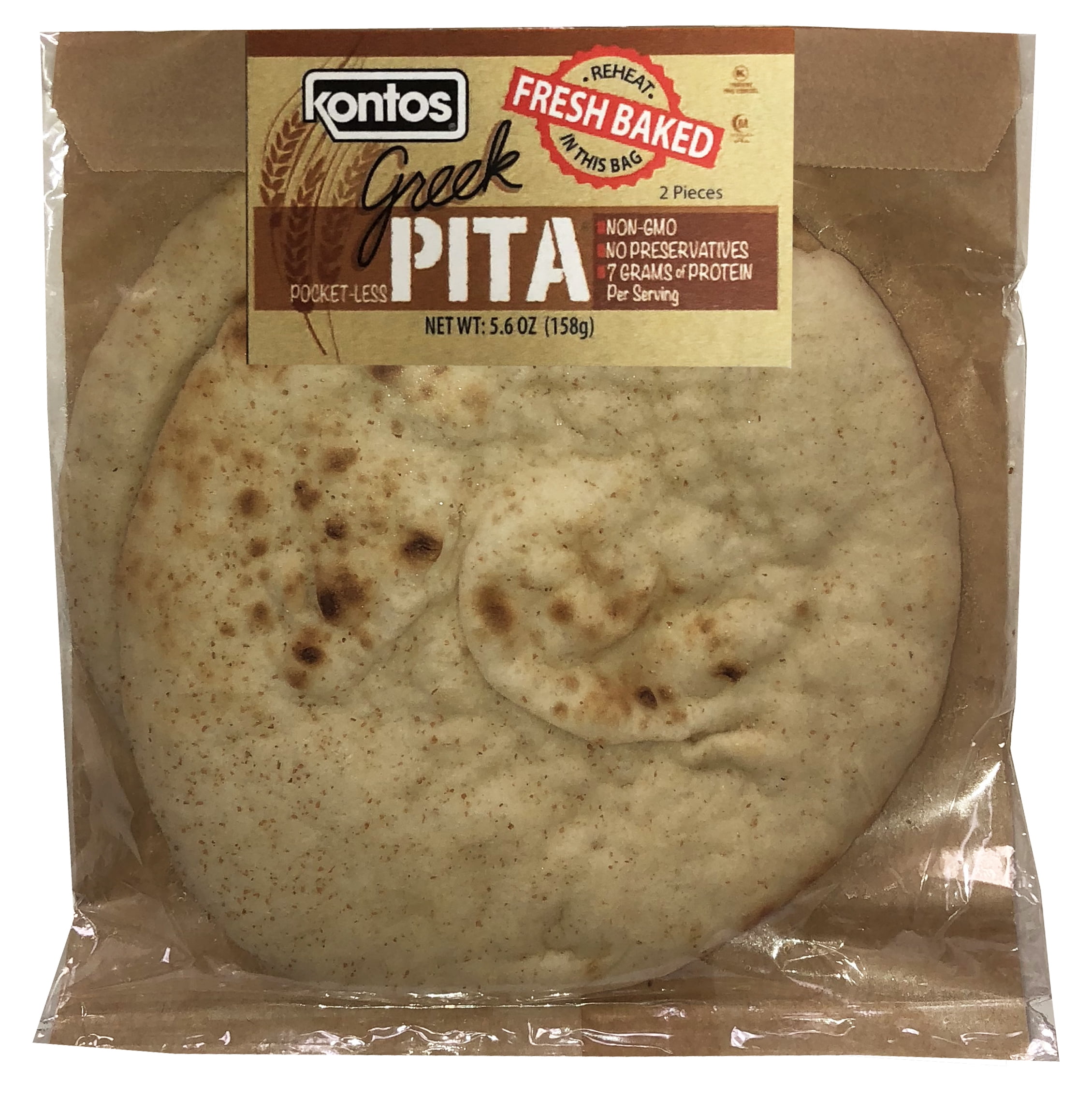 Kontos, Greek Pita, 2 pieces, 5.6oz, Shelf Stable, Plastic Bag ...