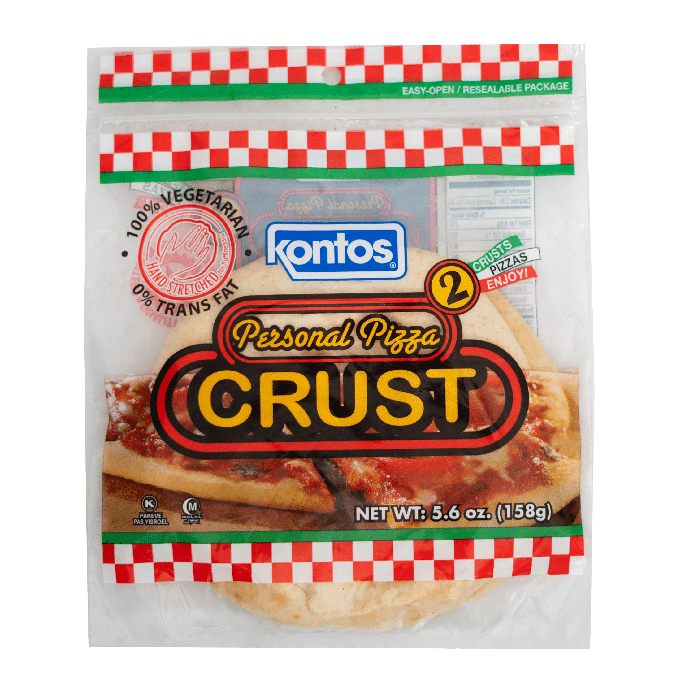 Kontos Personal Mini Size Pizza Crust 5.6 oz, 2 Count Shelf Stable ...