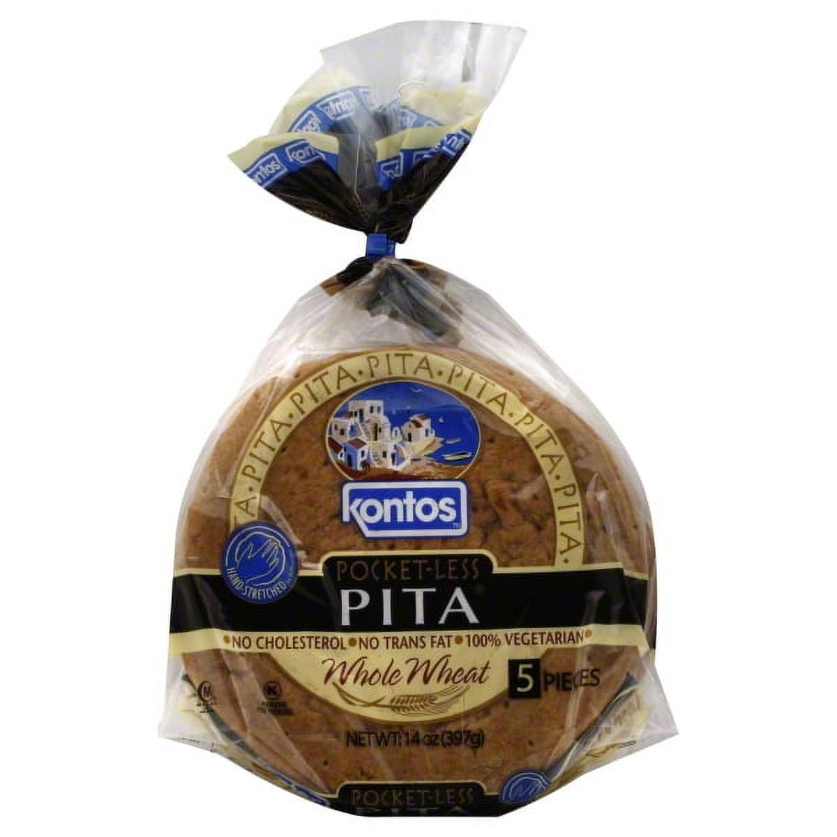 Kontos, Pocket-Less Pita, Whole Wheat, 5 each, 14 Ounces - Walmart.com