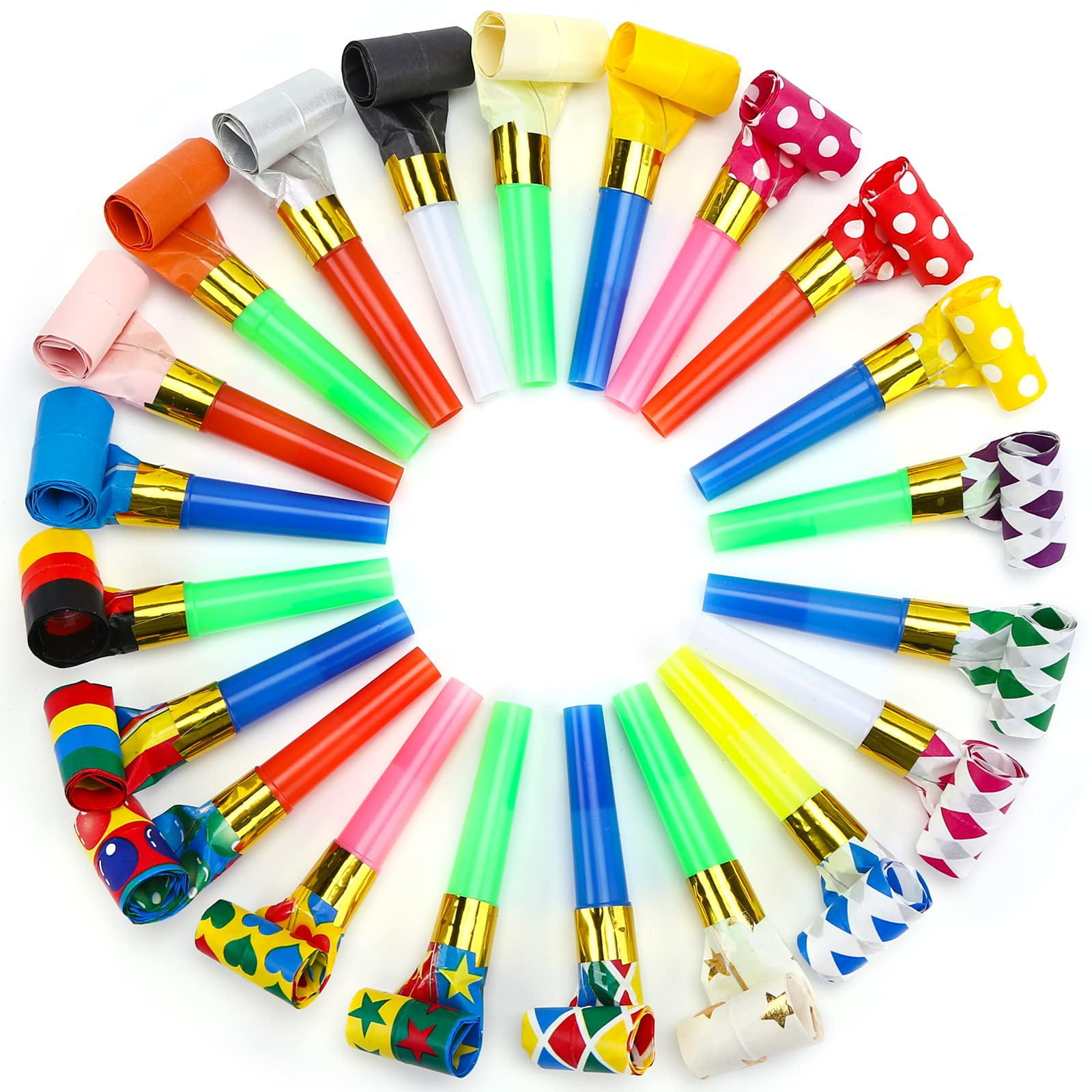 Koogel 100 Pcs Party MMF7 Blower, Colorful Birthday Noisemakers ...
