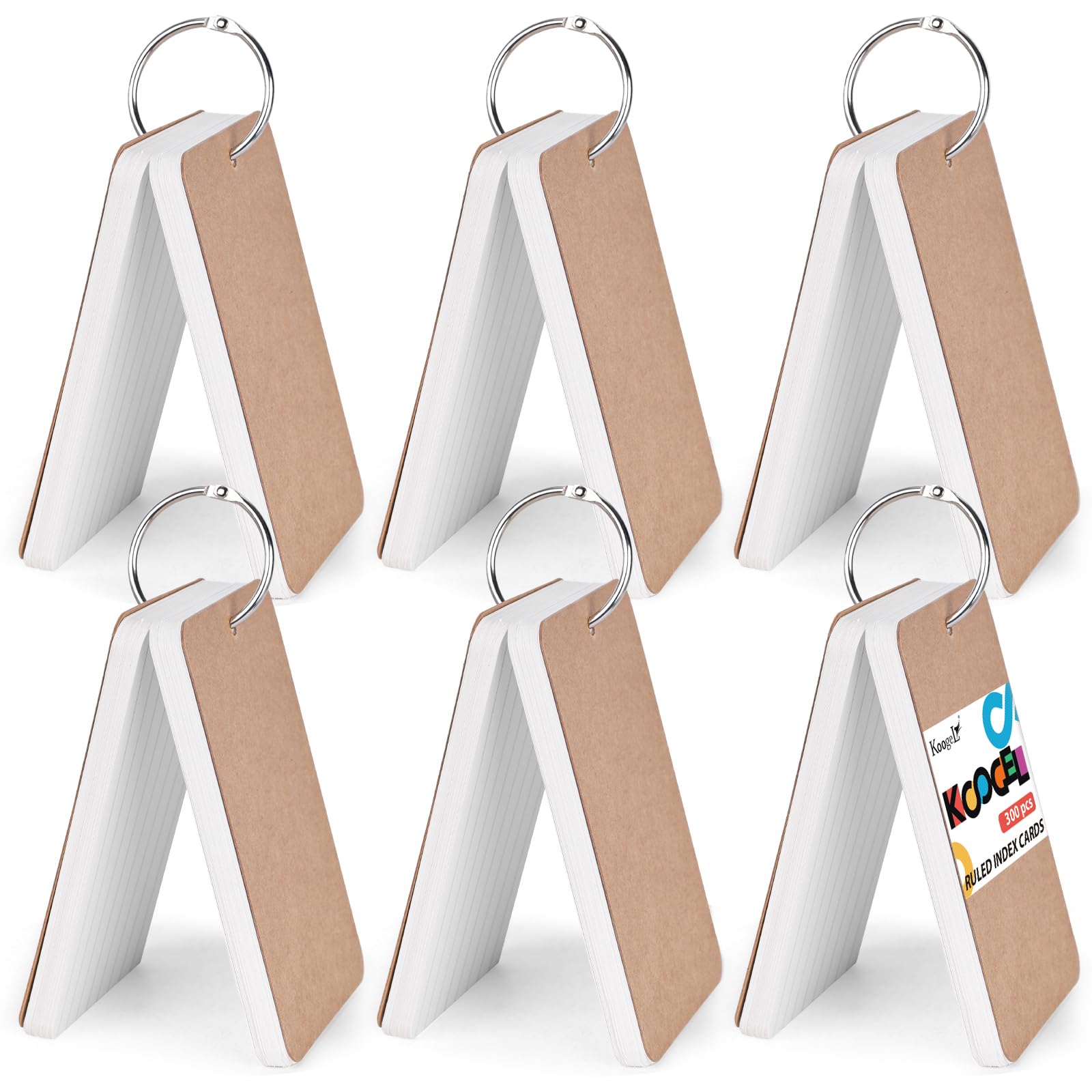 Koogel 300PCS White Index Cards, 5x3 Inch Ruled Index Cards Lined Flash ...