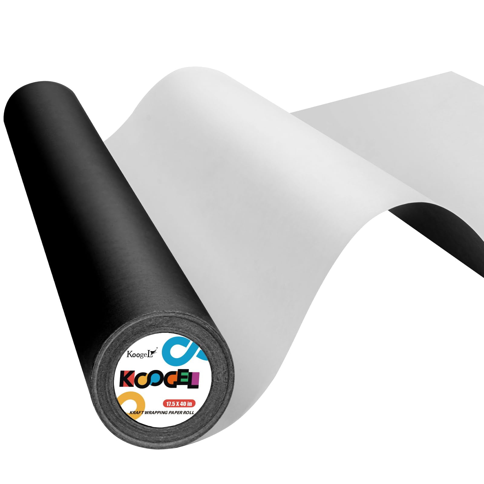 Koogel Black Wrapping Paper, 17.5InX32.8 Ft Matte Black Solid Color ...