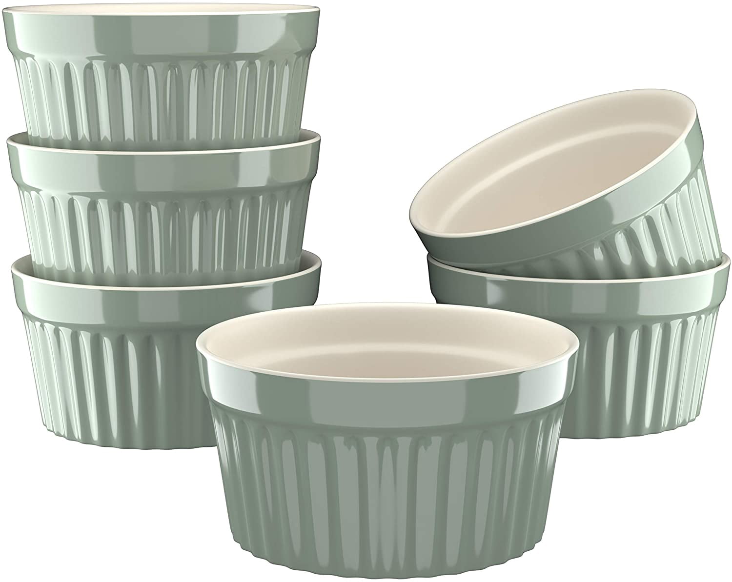 Kook 8 oz Porcelain Ramekins, Oven Safe, For Baking Pot Pies, Crème ...