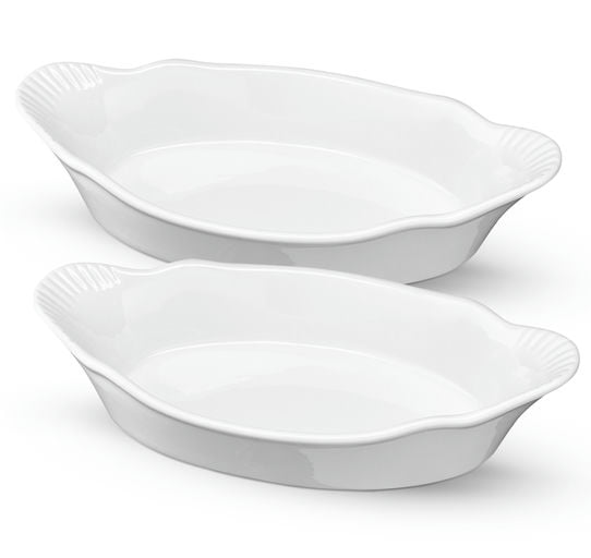 Kook Au Gratin Baking Dishes, Ceramic, Set of 2, 18 oz, White - Walmart.com