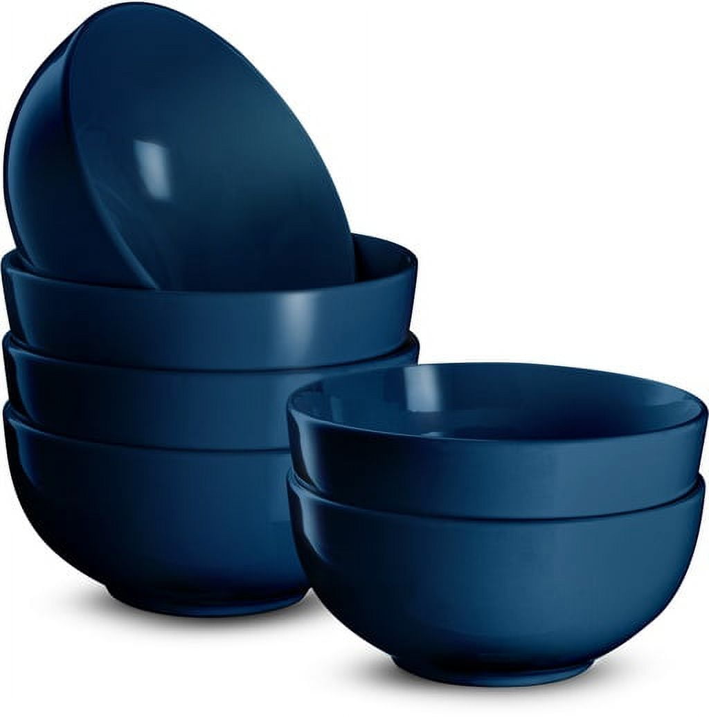 Kook Ceramic Cereal Bowls, Set of 6, 24 Oz, Navy Blue - Walmart.com