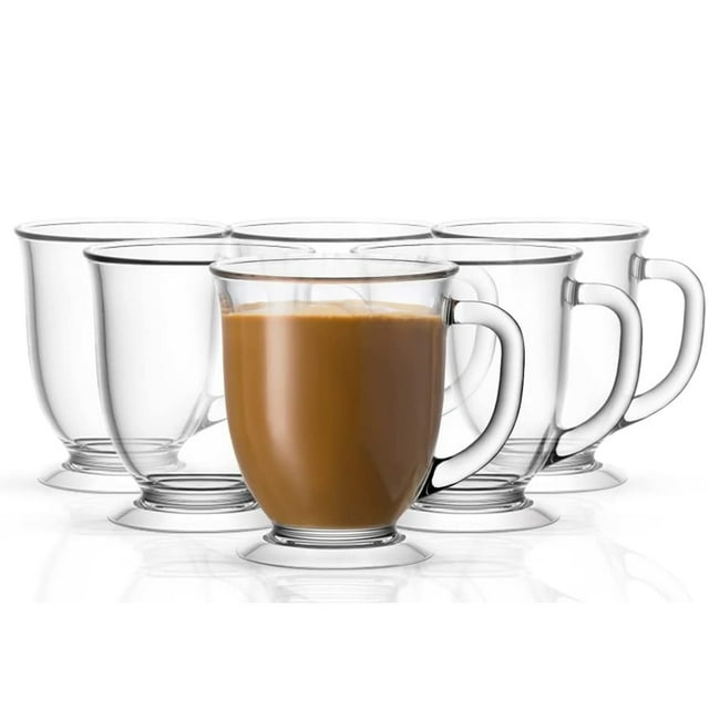 Kook Clear Glass Coffee Mugs Set of 6, 15-Oz Capacity, Perfect for ...
