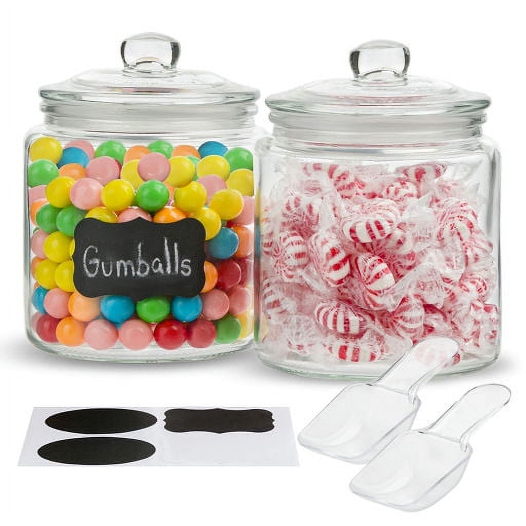 Kook Glass Storage Canisters, with Lids, Chalk, Labels and Scoops, 32 ...