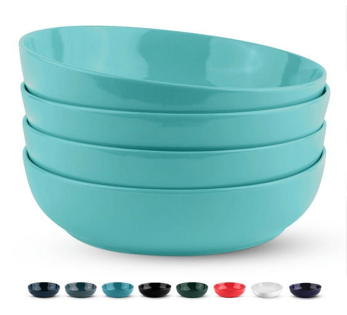 Kook Porcelain Pasta Bowl, Set of 4, 40 Oz, Light Turquoise - Walmart.com