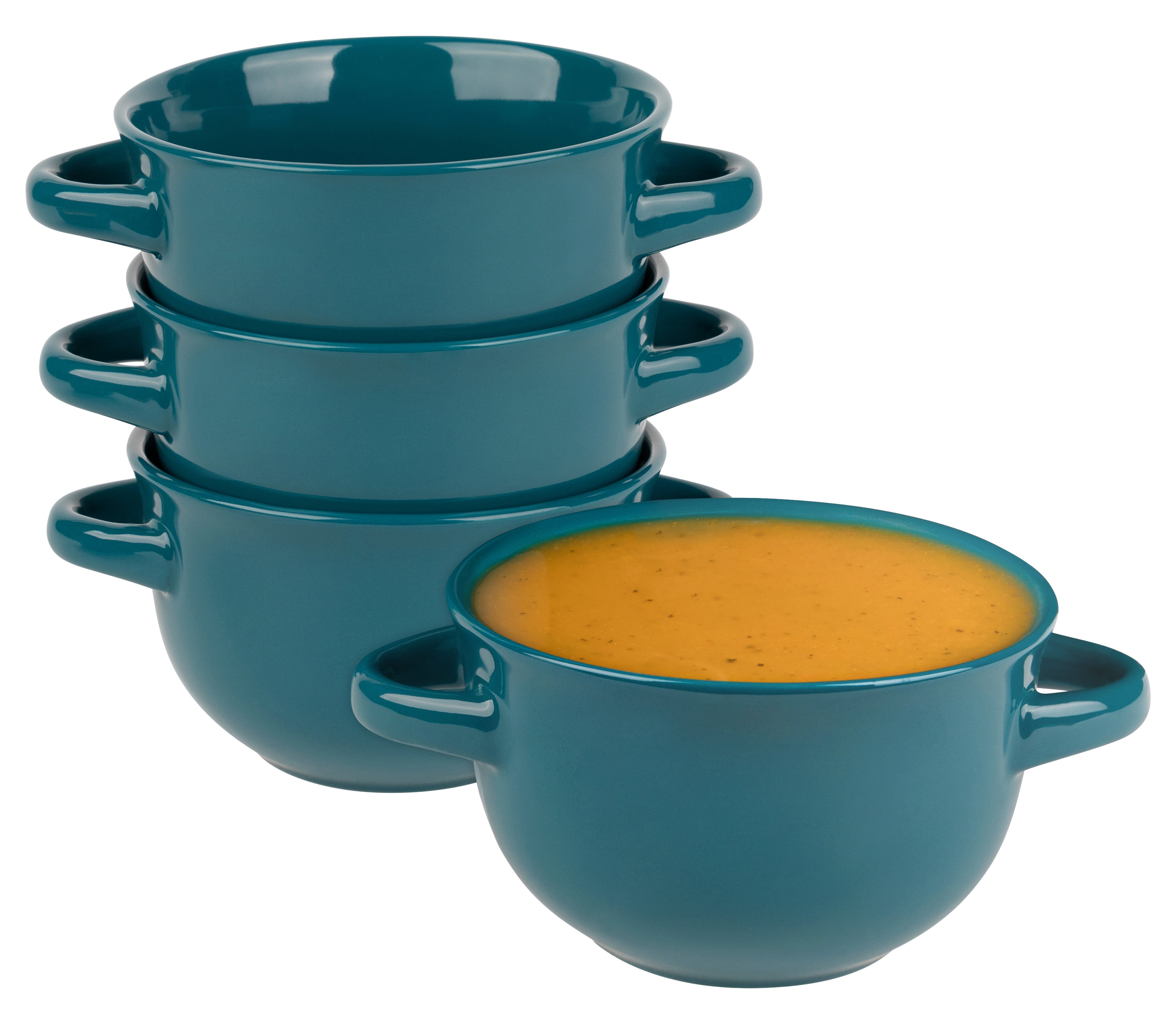 Kook Soup Crocks, Ceramic Bowls, 18 Oz, Set of 4 Teal - Walmart.com