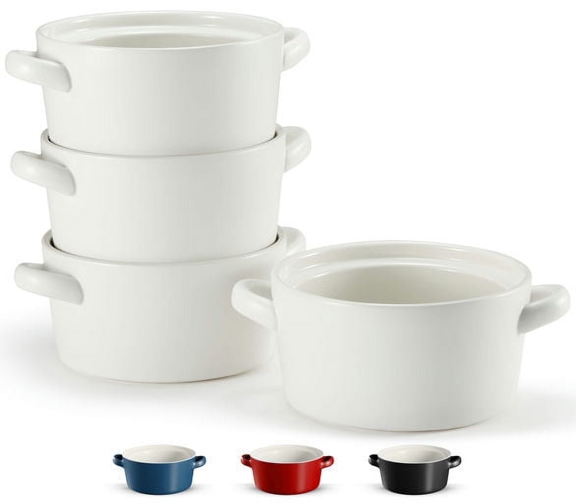 Kook Soup Crocks, Ceramic Stackable Bowls, Set of 4, White - Walmart.com