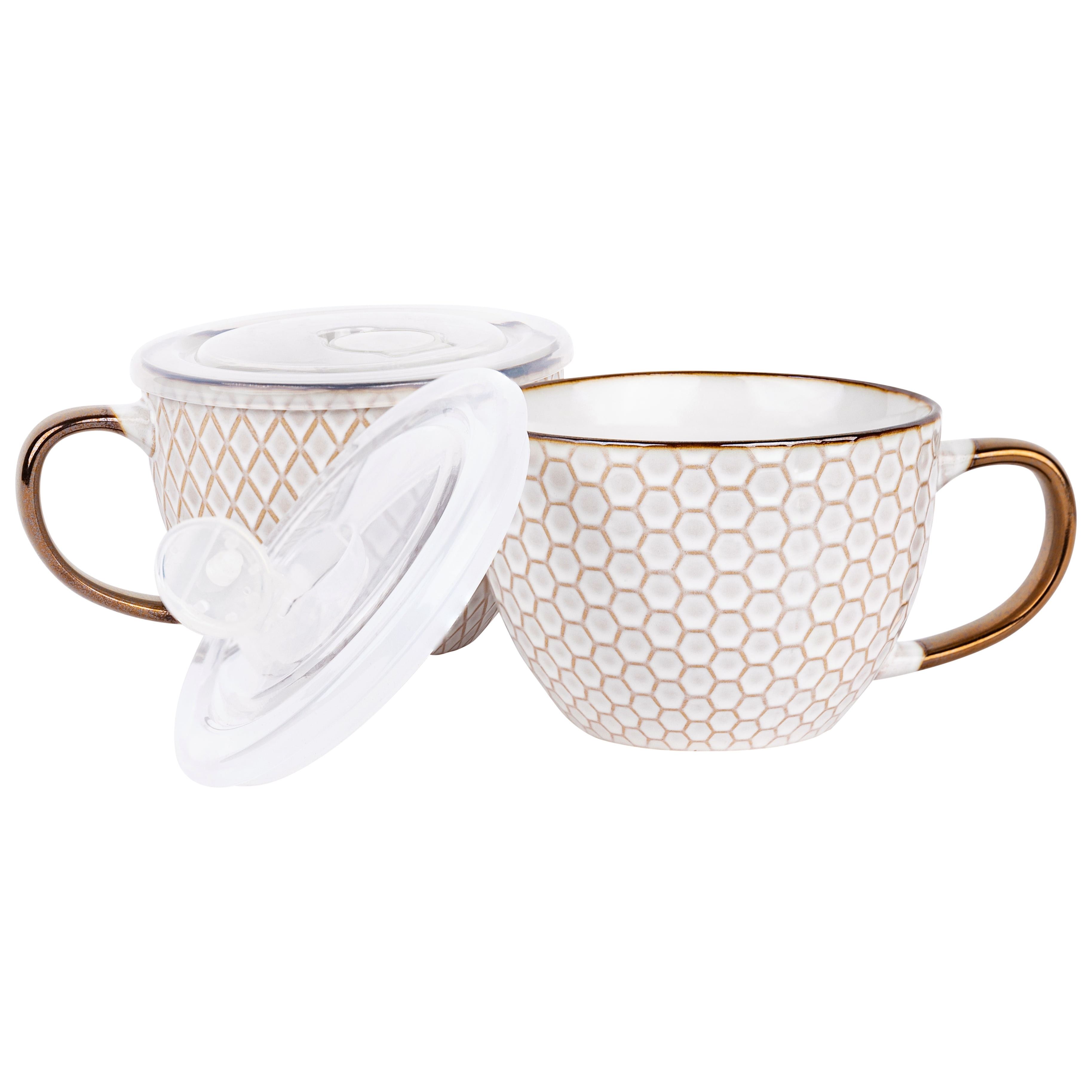 Kook Soup Mugs with Lids, 18 oz, Set of 2, Narbonne Collection ...