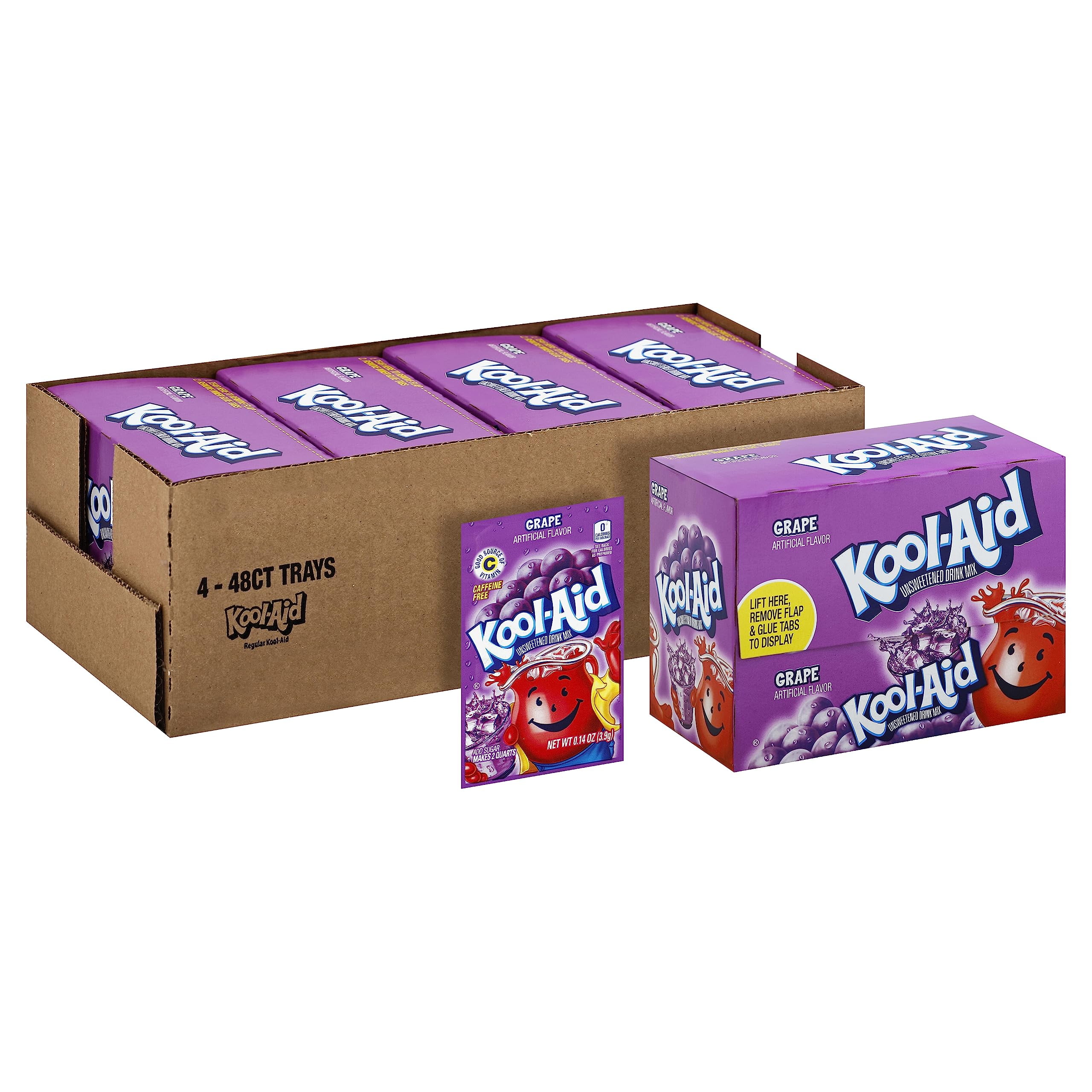 Kool-Aid Grape Unsweetened Powder Mix, 48 Count, Pack of 4 - Walmart.com