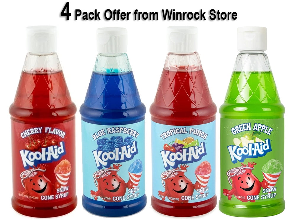 Kool-Aid 16-Oz. Snow Cone Syrup, Green Apple, Tropical Punch, Blue ...