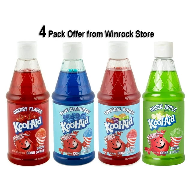 Kool-Aid 16-Oz. Snow Cone Syrup, Green Apple, Tropical Punch, Blue ...