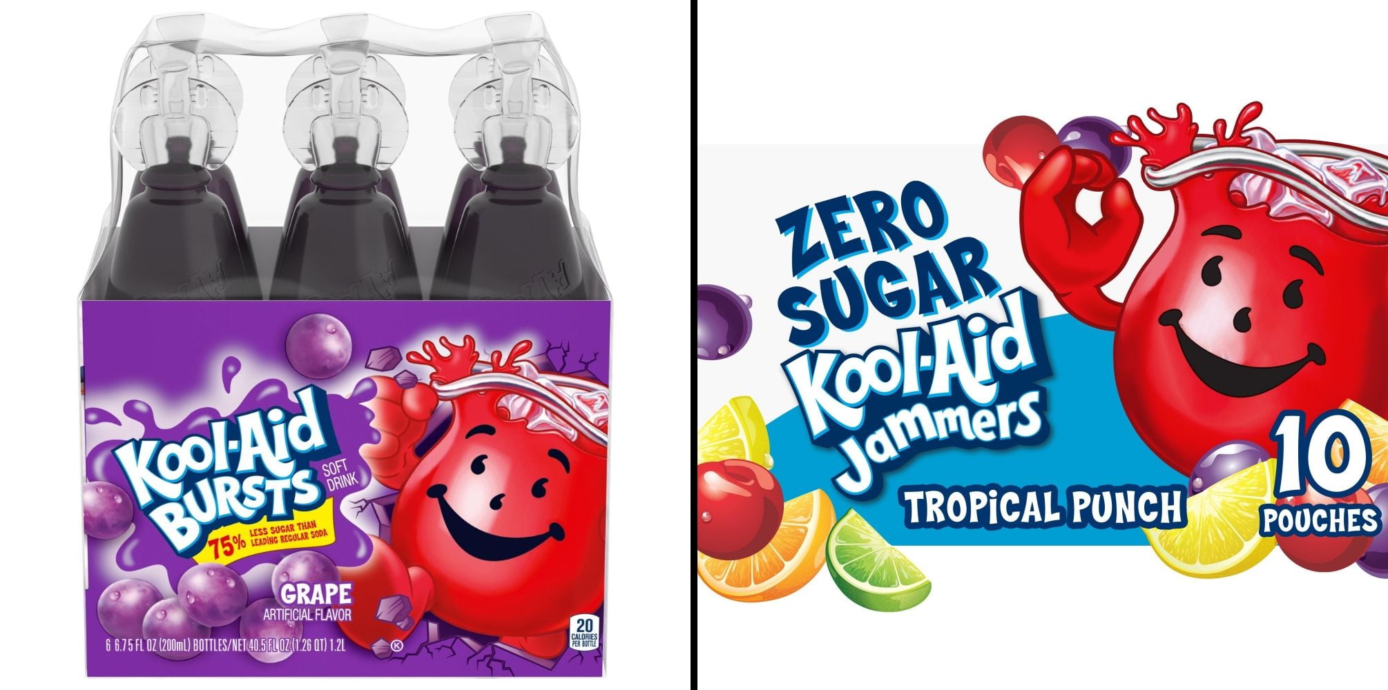Kool-Aid Bursts Grape Soft Drink 6.75 oz 6 pk & Kool-Aid Jammers Zero ...