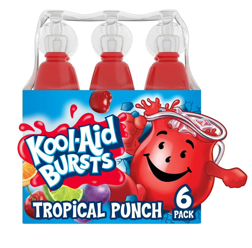Kool-Aid Bursts Tropical Punch Kids Drink, Squeezable Bottles, 6 Pack ...