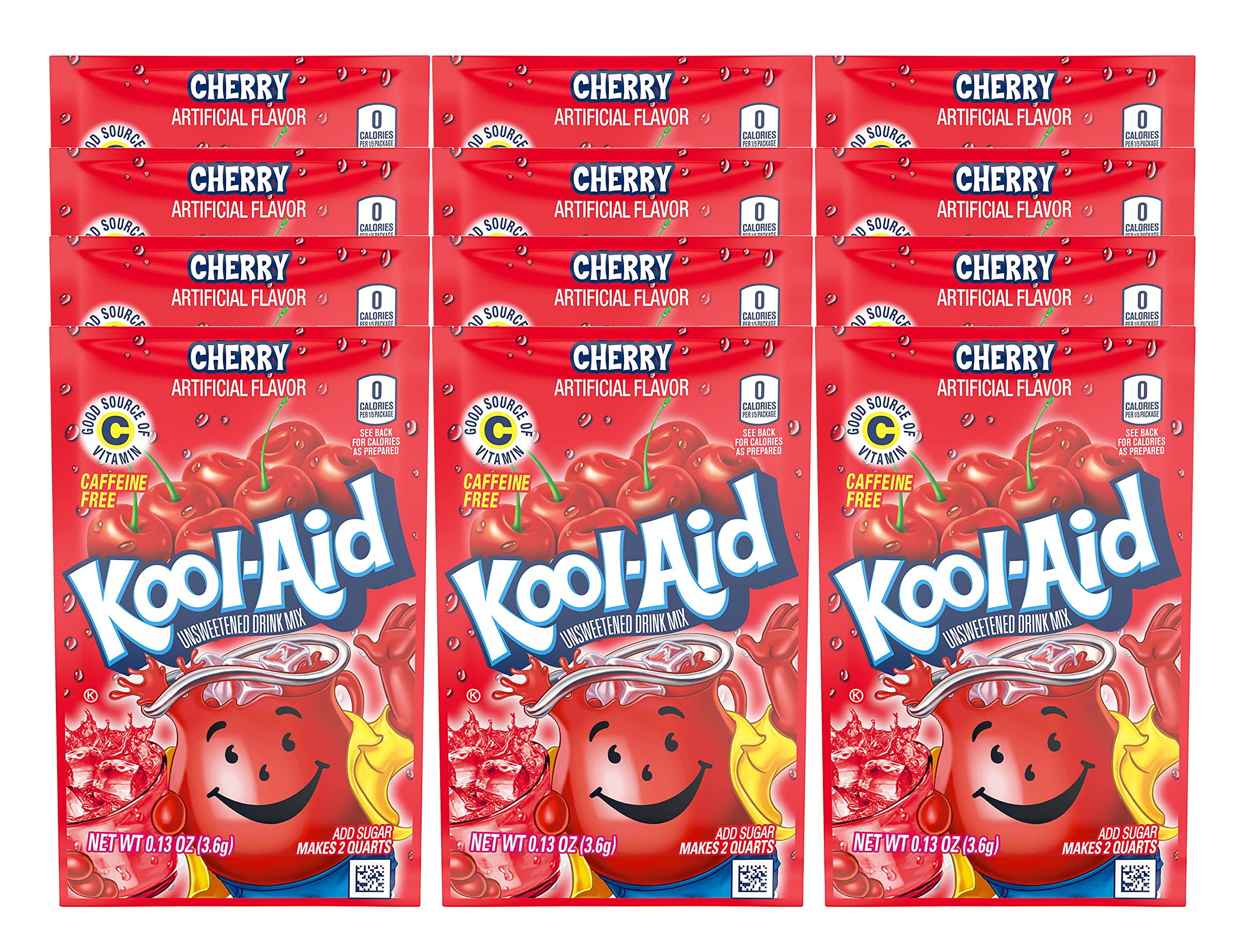 Kool-Aid Cherry Unsweetened Drink Mix, 12 Packets, Powder Form, Long ...