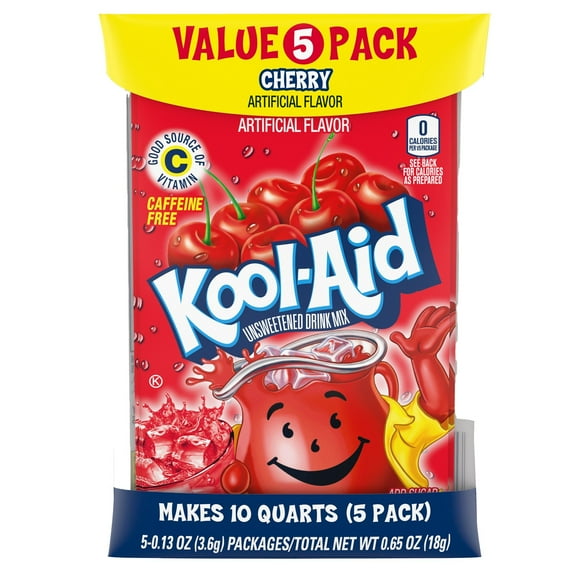 Kool-Aid Cherry Powdered Drink Mix, 12ct Individual On-the-Go Packets ...