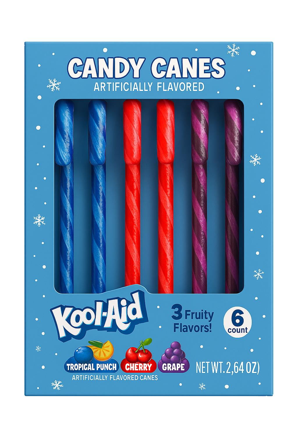 Kool-Aid Christmas Candy Canes, Tropical Punch, Cherry & Grape Flavors ...