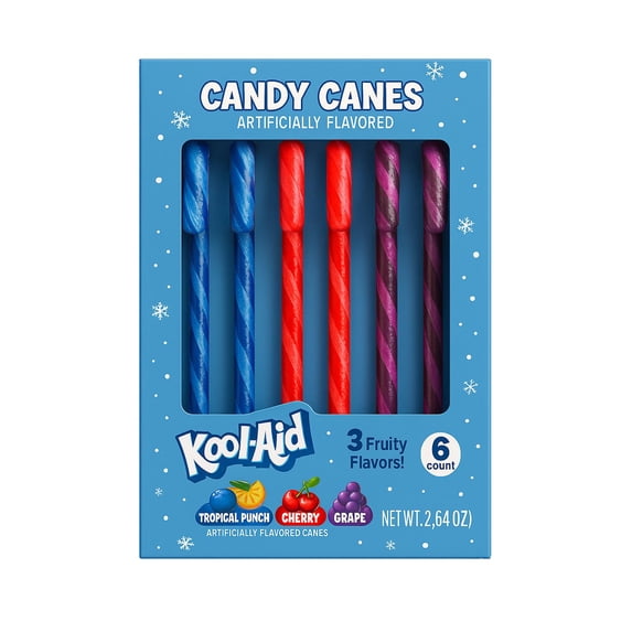 Kool-Aid Christmas Candy Canes, Tropical Punch, Cherry & Grape Flavors ...