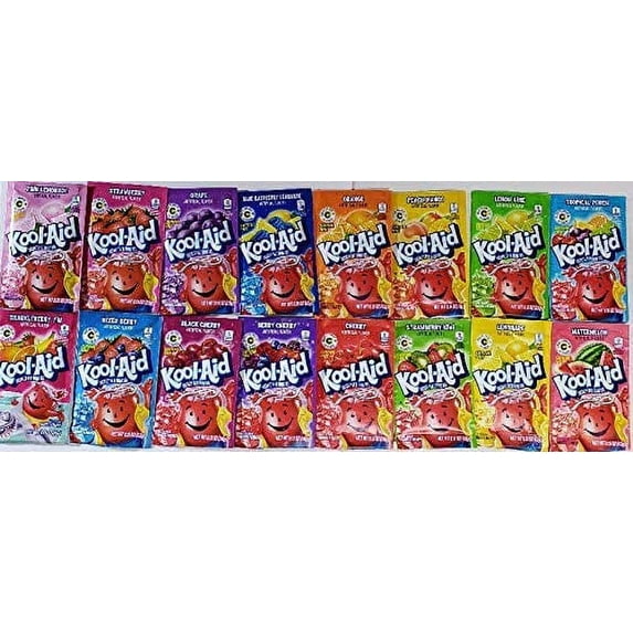 Kool-Aid Drink Mix, 96 Packets Variety Pack, 16 Flavors for Water ...