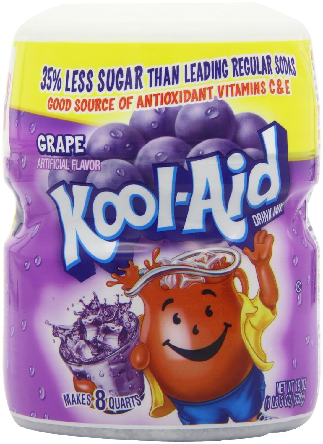 Kool-Aid Drink Mix, Sugar Sweetened Grape, 19-Ounce Container (Pack of ...
