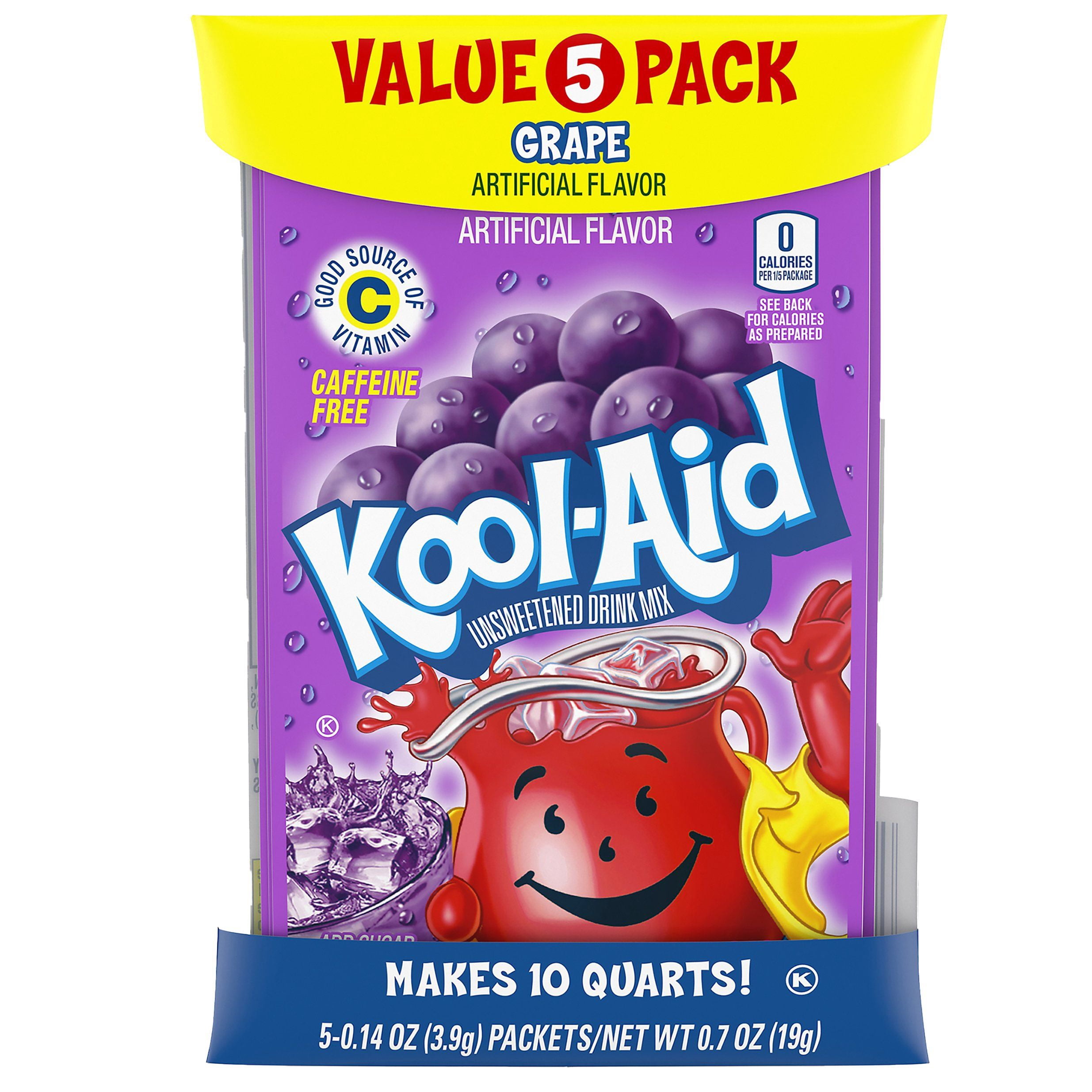 Kool-Aid Grape Unsweetened Soft Drink Mix - 5 ct (Pack of 1) - Walmart.com