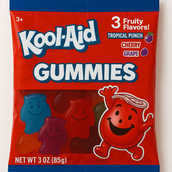 Kool-Aid Gummies 3 Fruity Flavors Tropical Punch, Cherry, & Grape, 3 oz ...