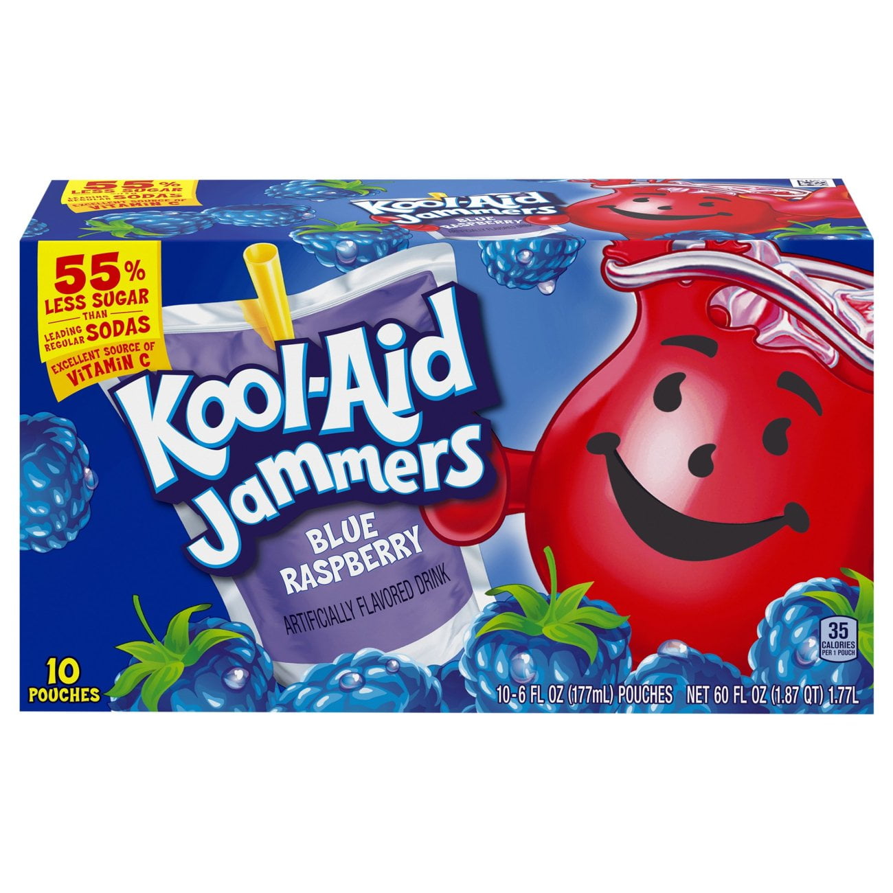 Kool-Aid Jammers Blue Raspberry Flavored Drink 6 oz Pouches - 10 pk ...