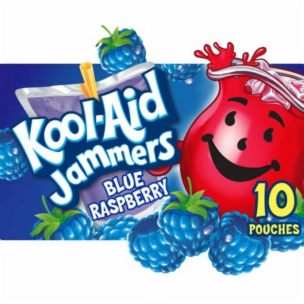 Kool Aid Jammers Blue Raspberry Kids Drink 0% Juice Box Pouches 10 ct ...
