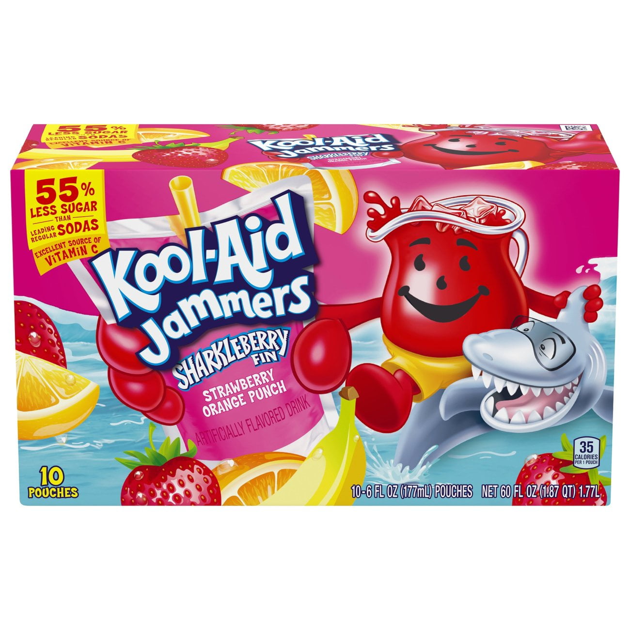 Kool-Aid Jammers Sharkleberry Fin Strawberry Orange Punch Drink 6 oz ...